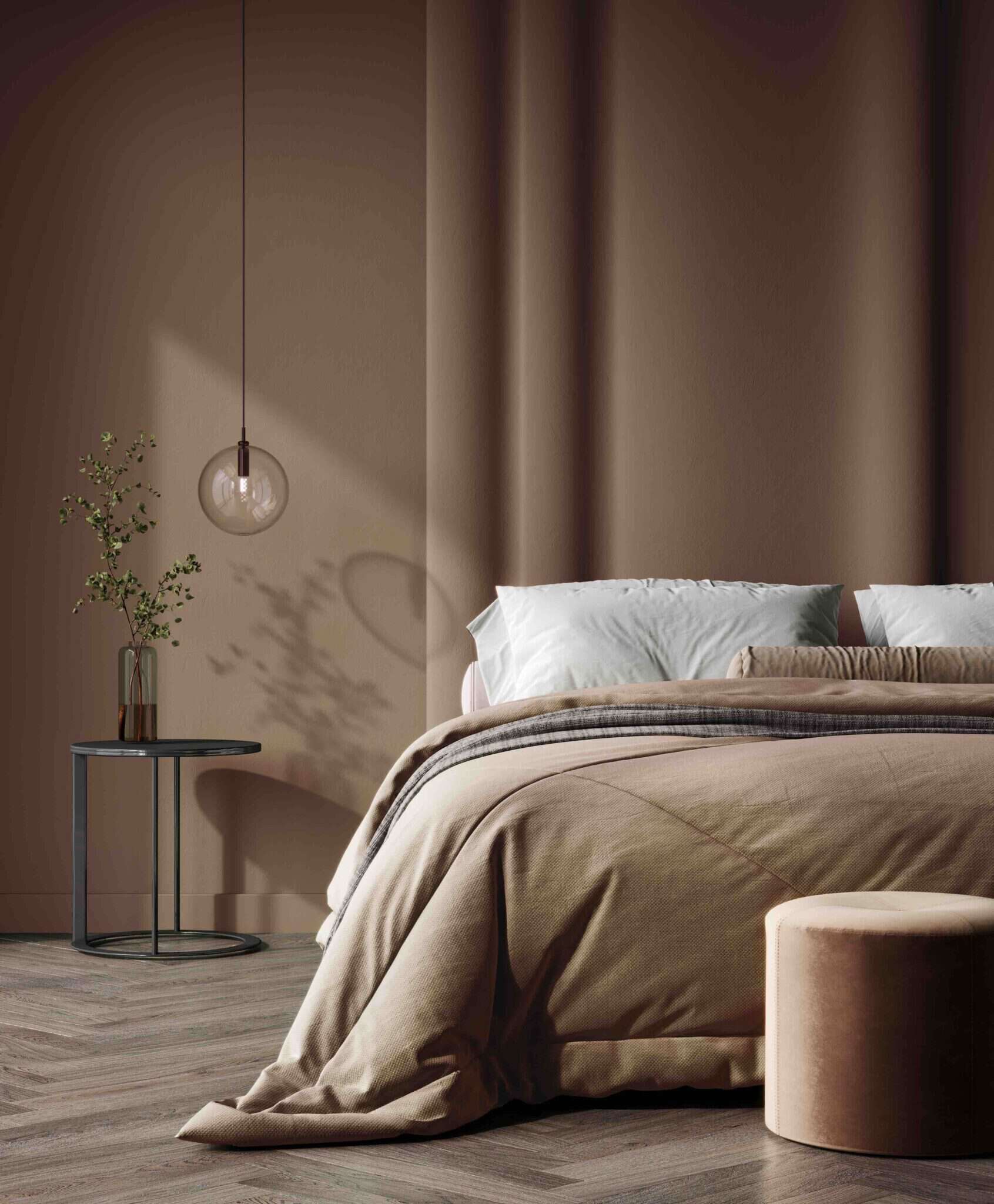 Bedroom,In,Pastel,Tone,Mocha,Mousse,Color,Trend,2025,Year — Hamptons ...